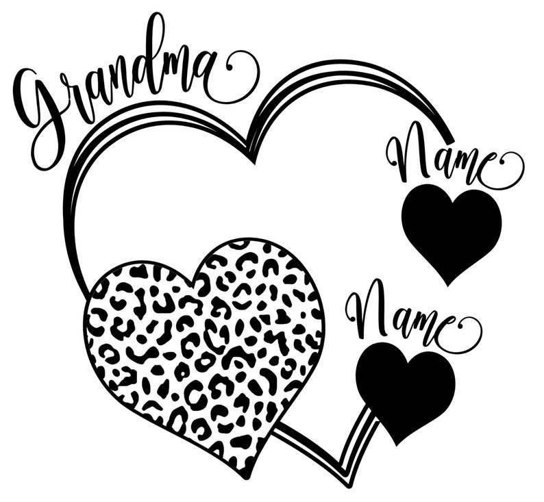 Custom Grandma's Hearts - PNG Image Personalized With Names - for T ...