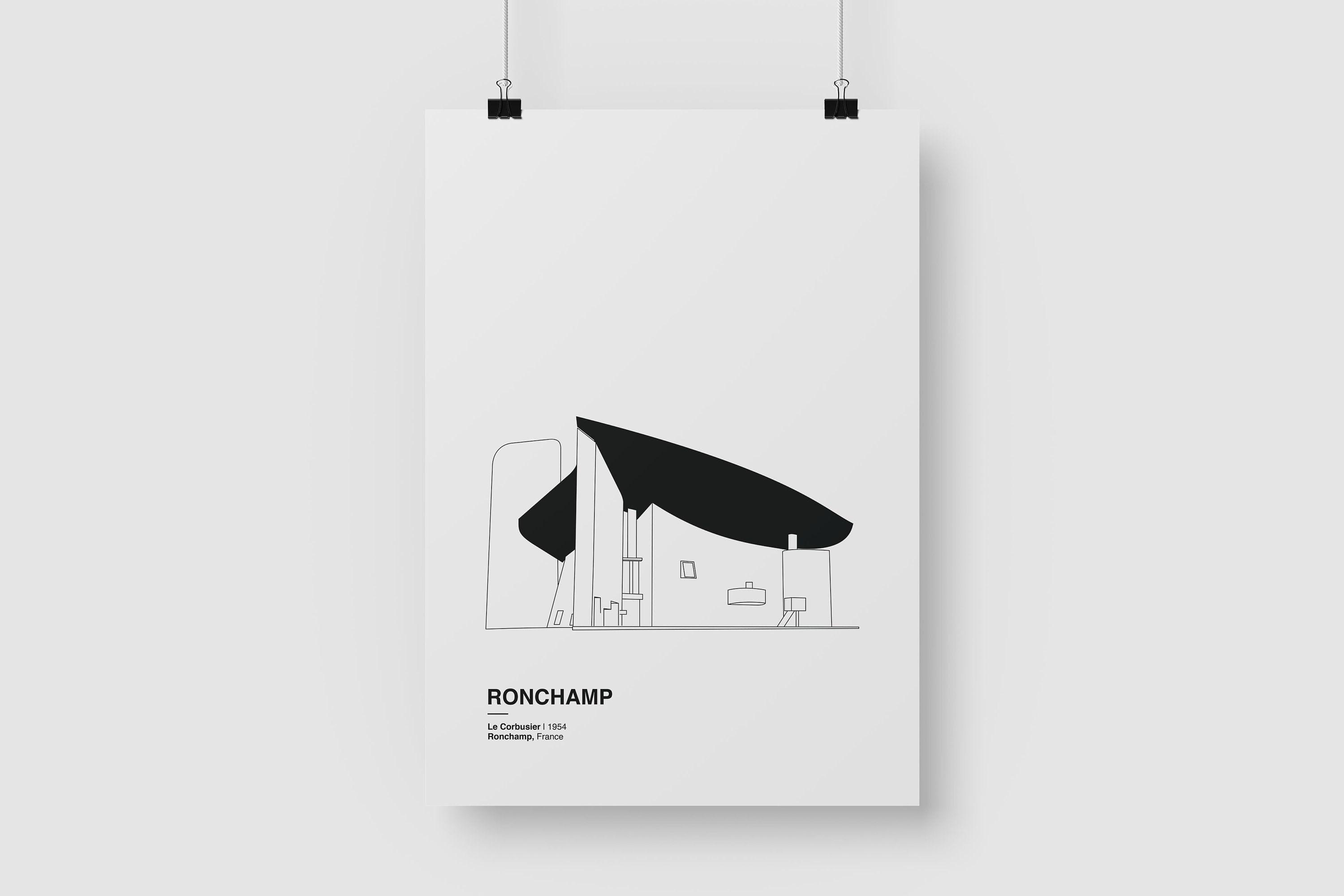 Ronchamp | Le Corbusier | French Architecture Graphic Poster | Modern ...