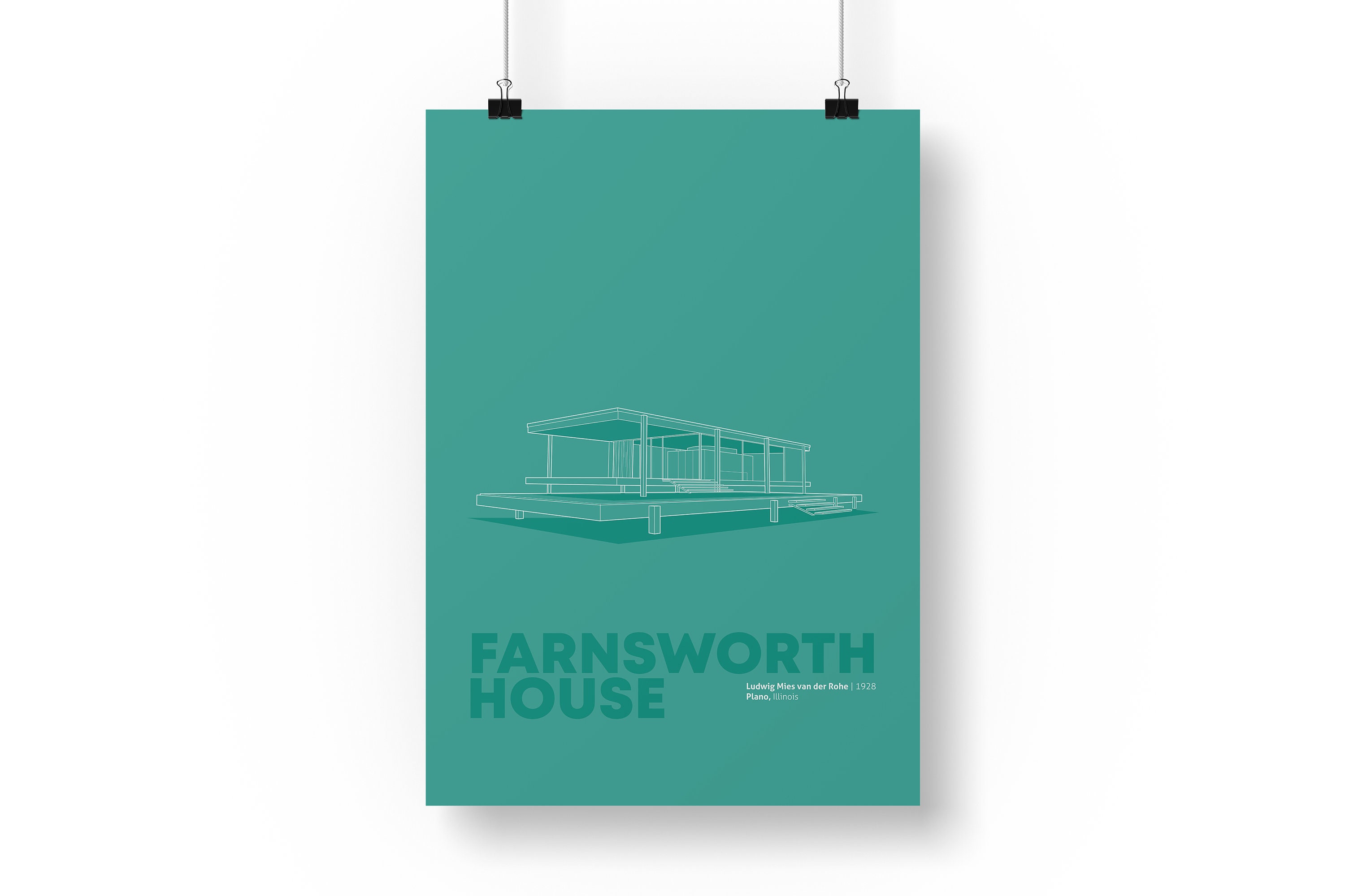 Farnsworth House | Mies Van Der Rohe | Architecture Graphic Poster ...