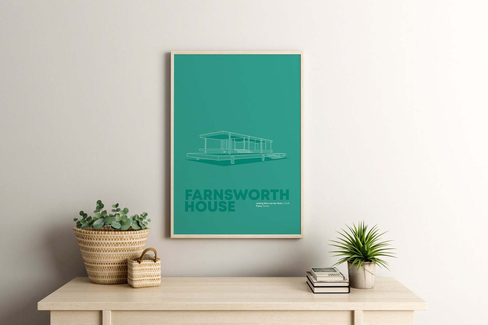 Farnsworth House | Mies Van Der Rohe | Architecture Graphic Poster ...