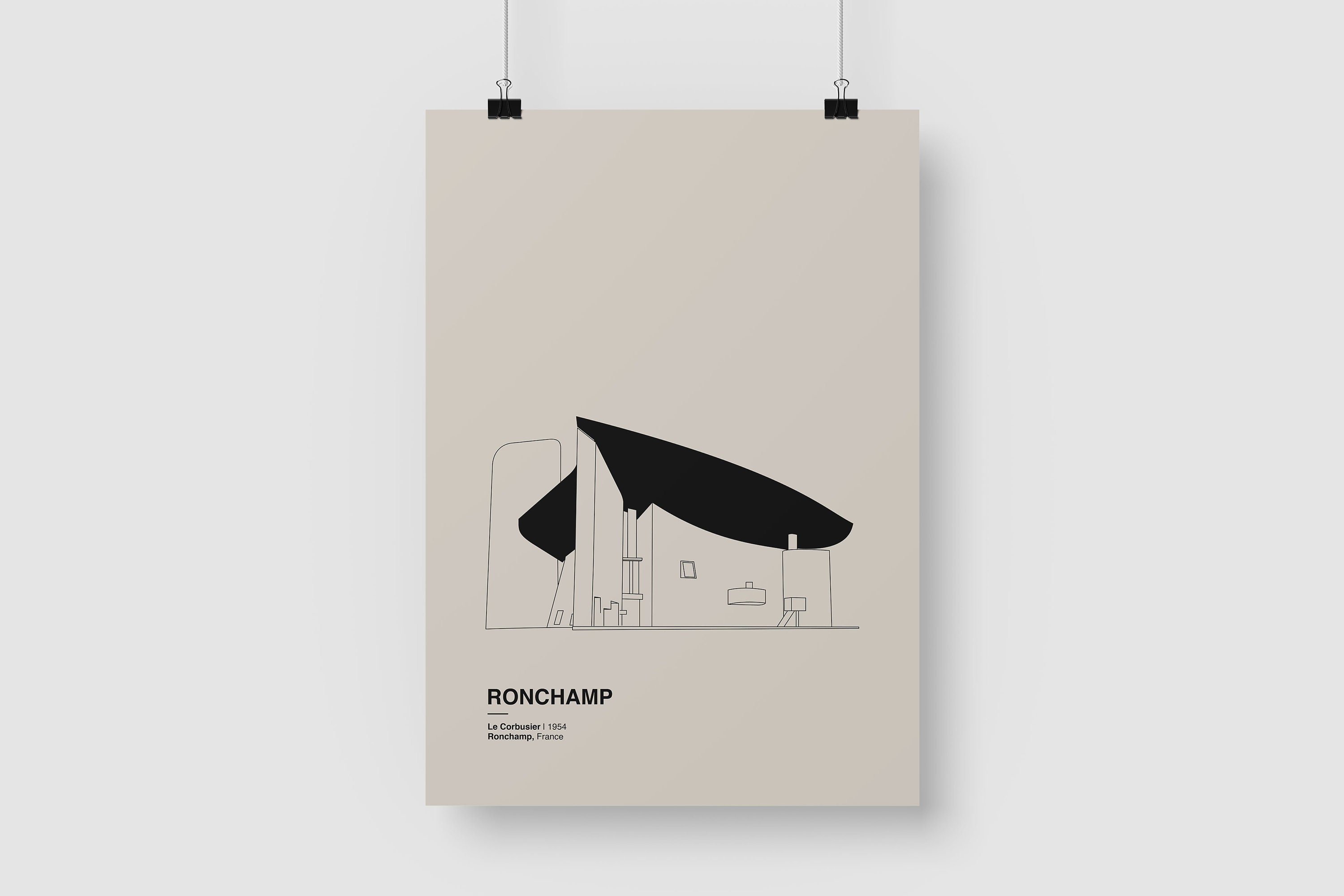 Ronchamp | Le Corbusier | French Architecture Graphic Poster | Modern ...