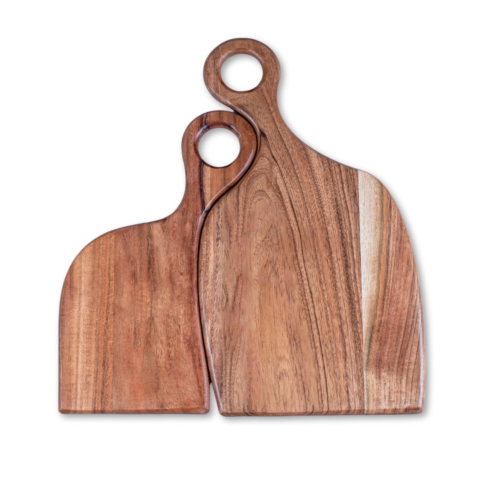 Cutting Board Set of 2 Romeo & Juliet Wooden Cuddle Boards With Handle ...