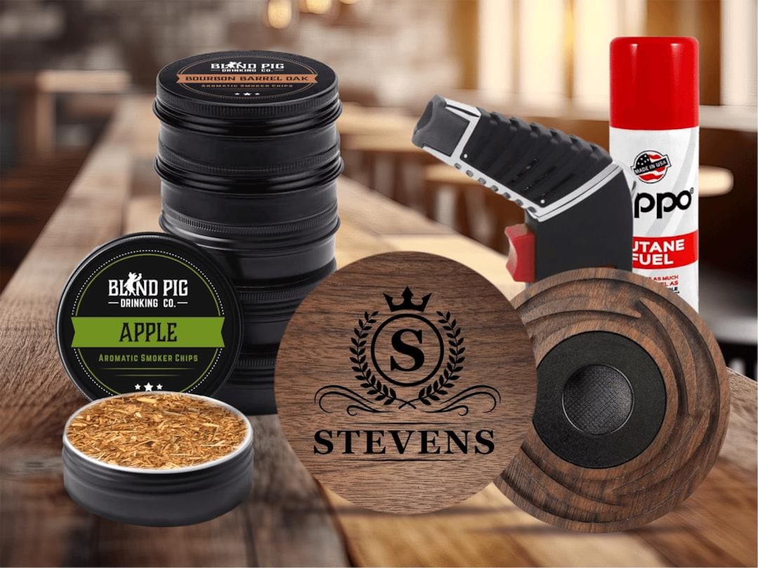 Personalized Whiskey Smoker Kit: Walnut, Torch and Butane - Etsy