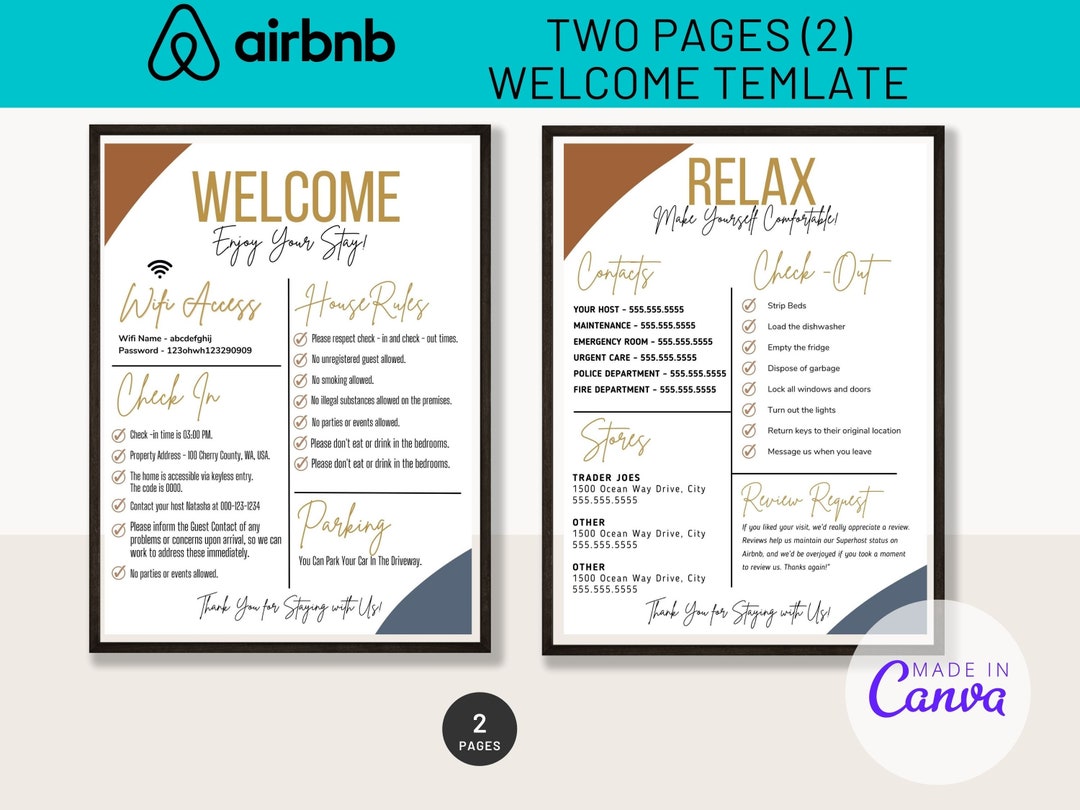 Editable Airbnb Welcome Guide Signage Printable Short Term - Etsy UK