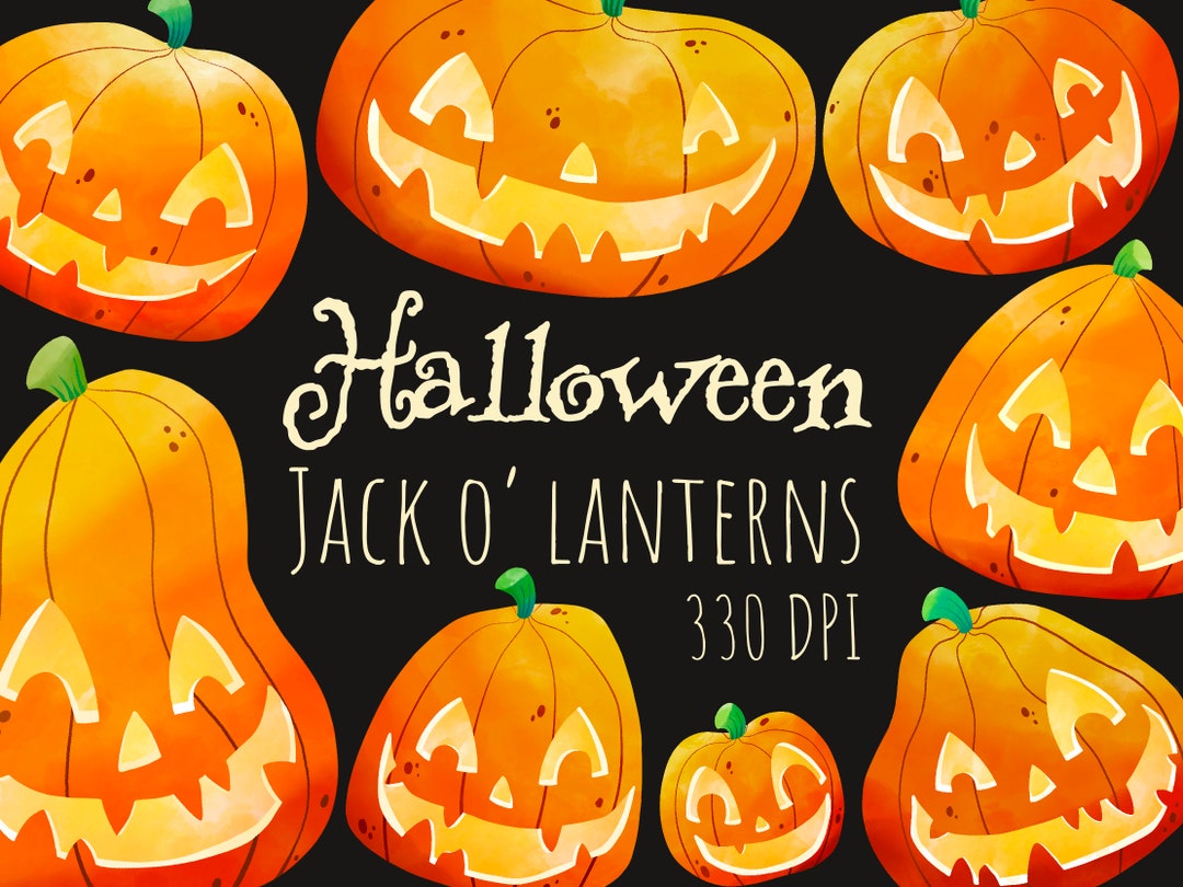 Watercolor Halloween Pumpkins HD Clipart Illustration - Colourful ...