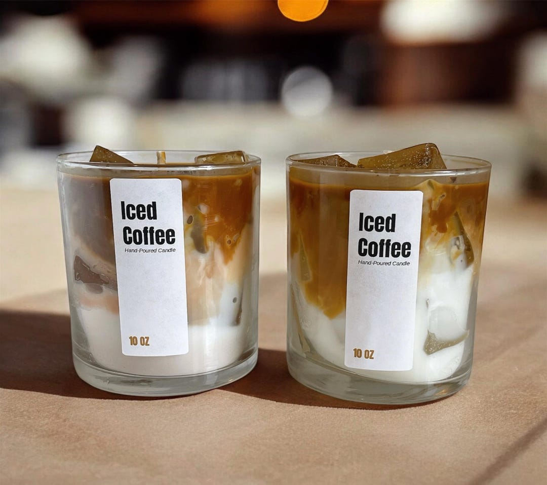 Iced Coffee Candle 10 Oz - Iced Latte Cold Brew Coffee Shop, Premium ...