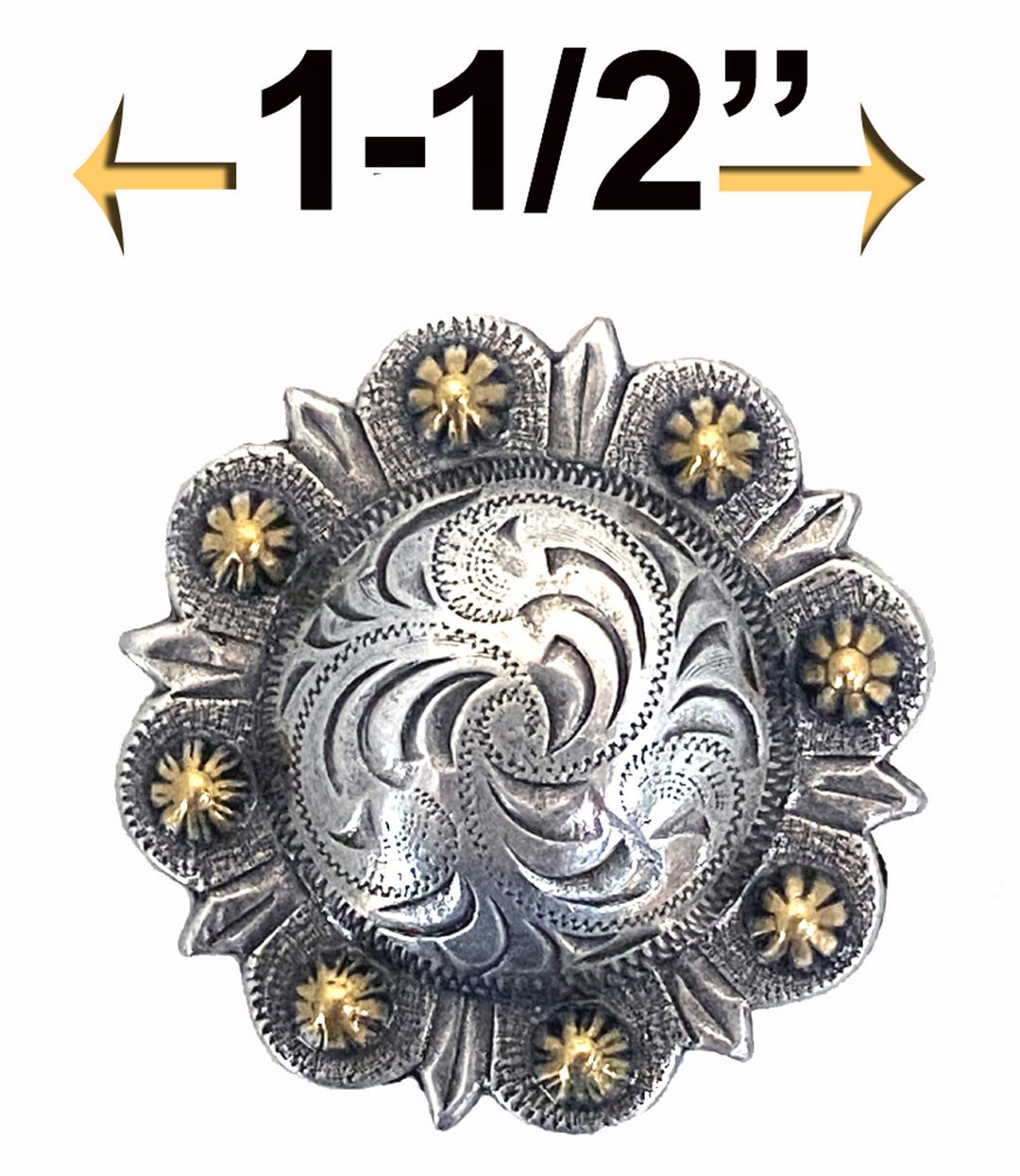 6 PCS Floral Scalloped Berry Conchos – Antique Silver Gold Western ...