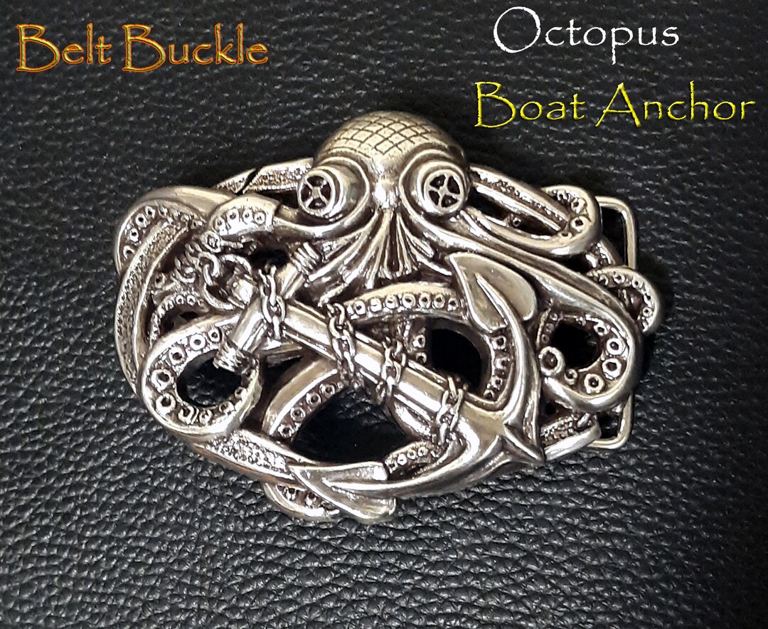 Steampunk Octopus Anchor Belt Buckle: Antique Silver or Copper, Fits 1 ...