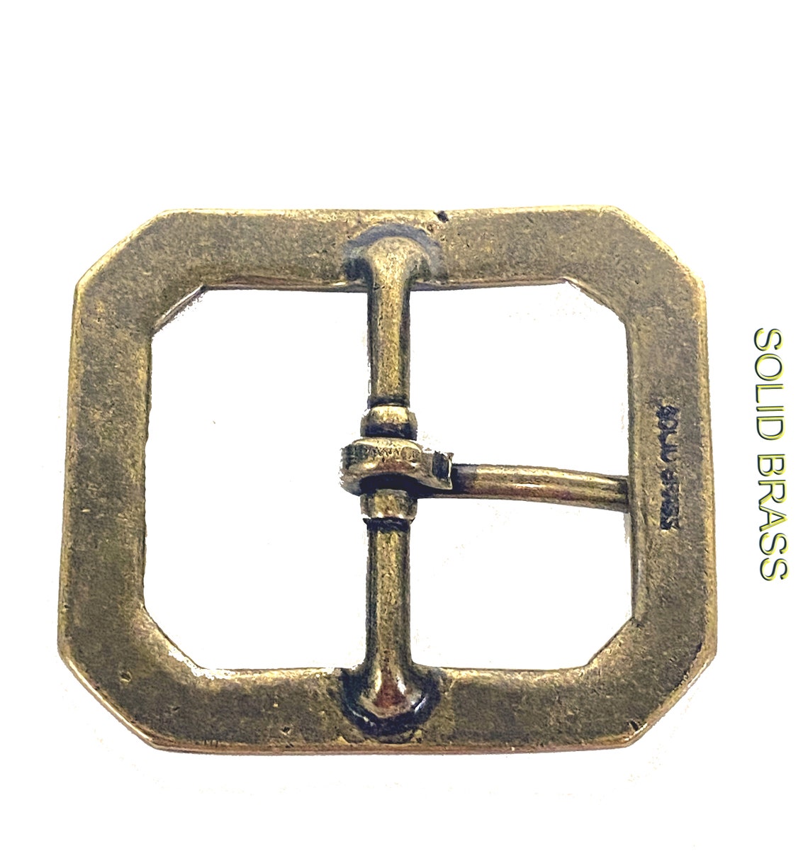 Solid Brass Clipped Corner Center Bar Belt Buckle - Fits 1-1/2" Straps ...
