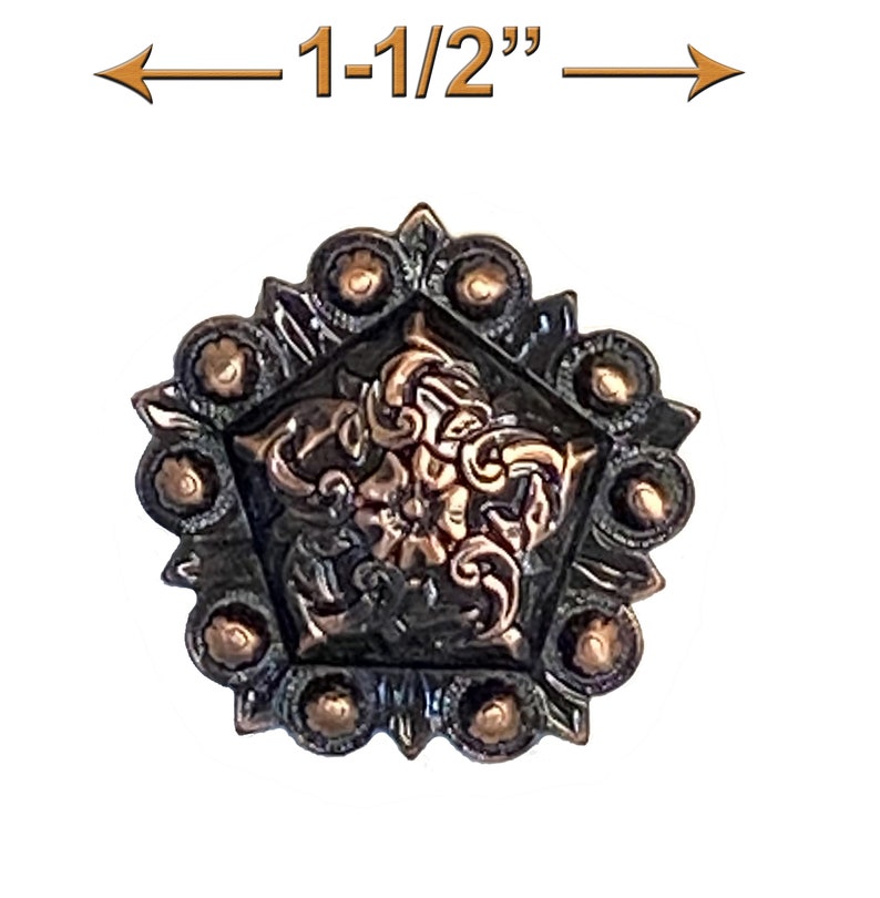 Antique Copper Screw-back Pentagon Shape Berry Conchos: Western Leather ...