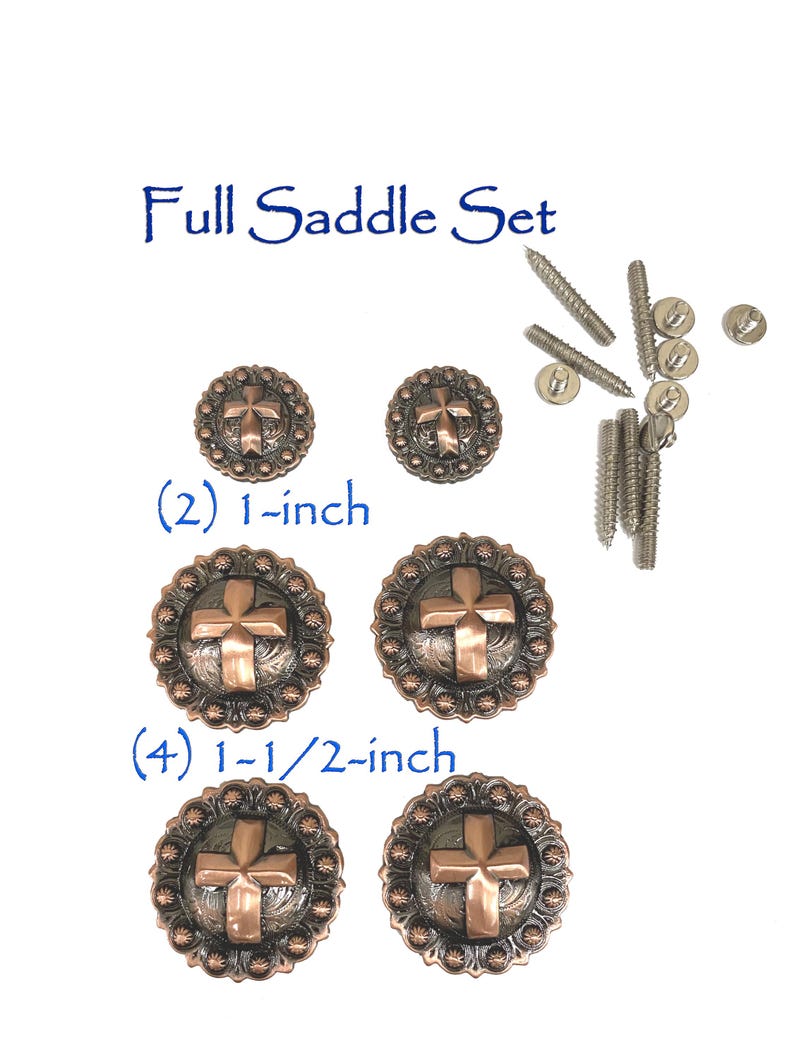 Engraved 6-piece Western Saddle Set - Antique Copper Cross Berry ...