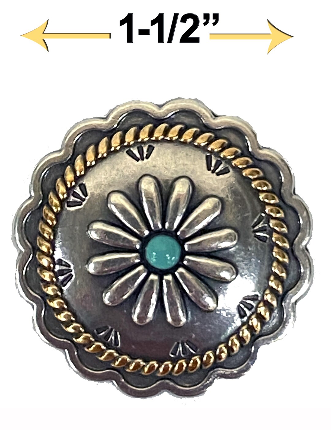 Turquoise Conchos: Antique Silver & Gold Western Leather Craft - 6pc ...
