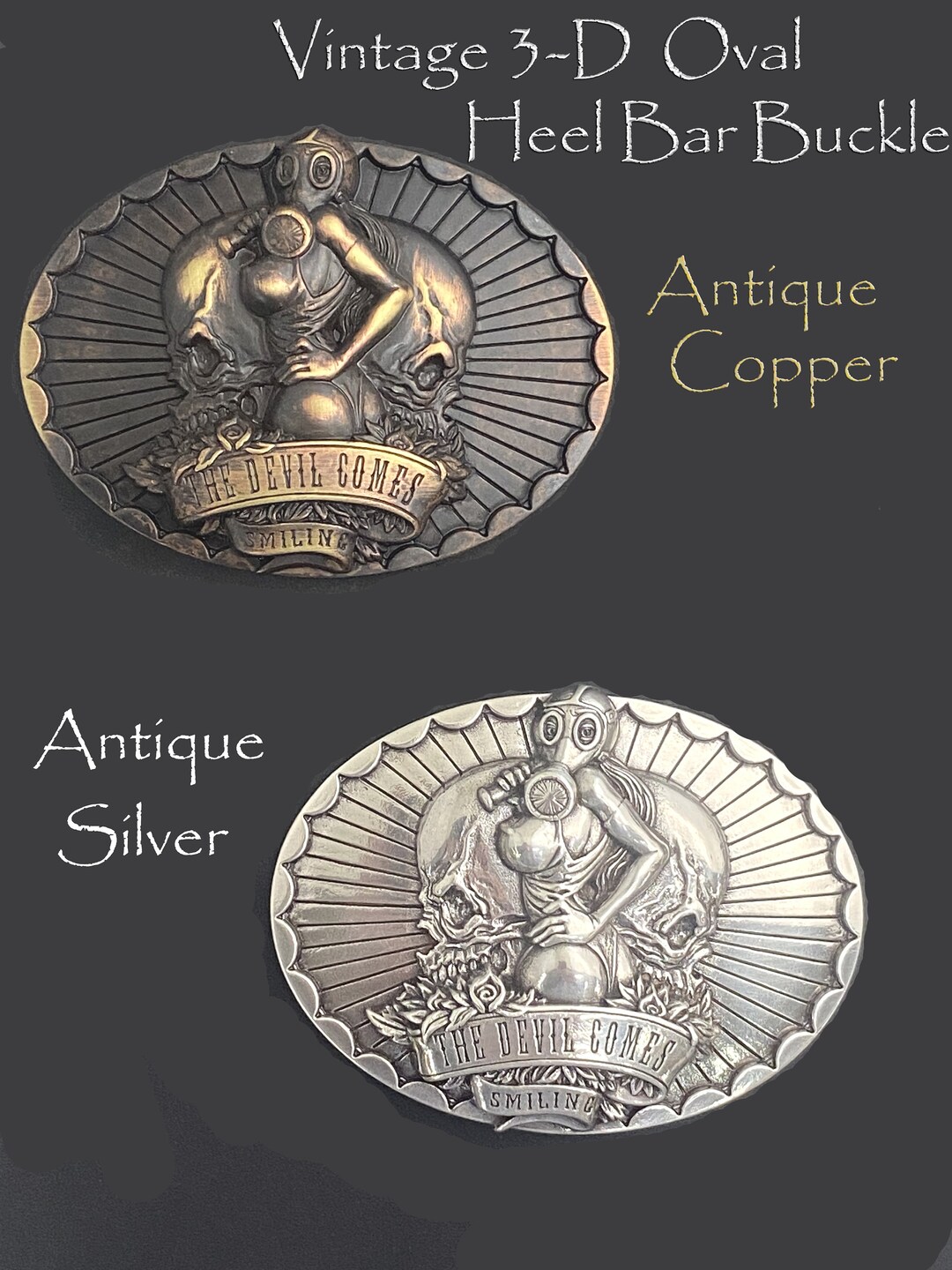 The Devil Comes Smiling Size: for 1-1/2" Belt Straps With Snaps Vintage ...