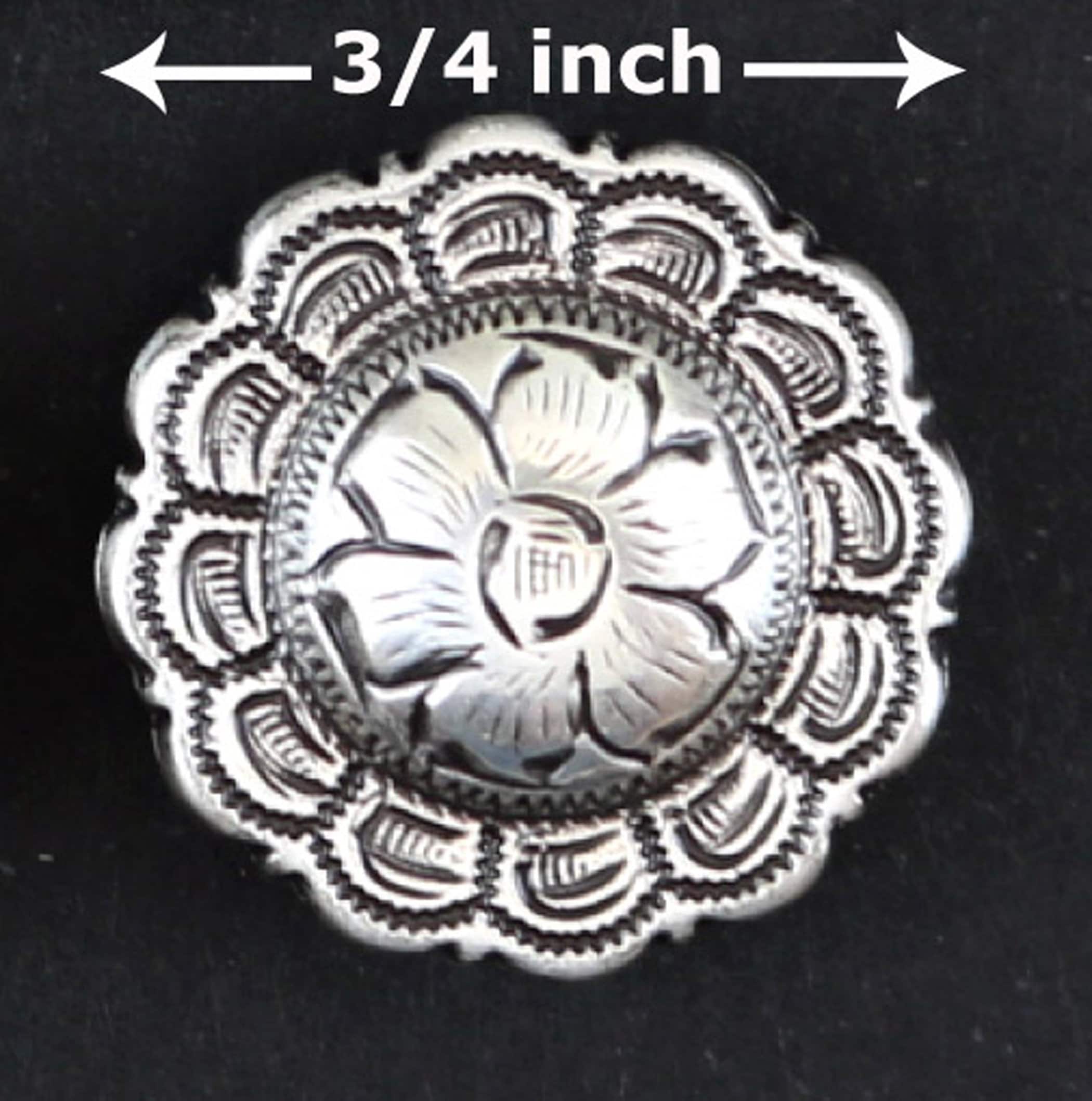 Antique Silver Floral Conchos - Screw Back - 4 Sizes - (lot of 6 Pcs ...