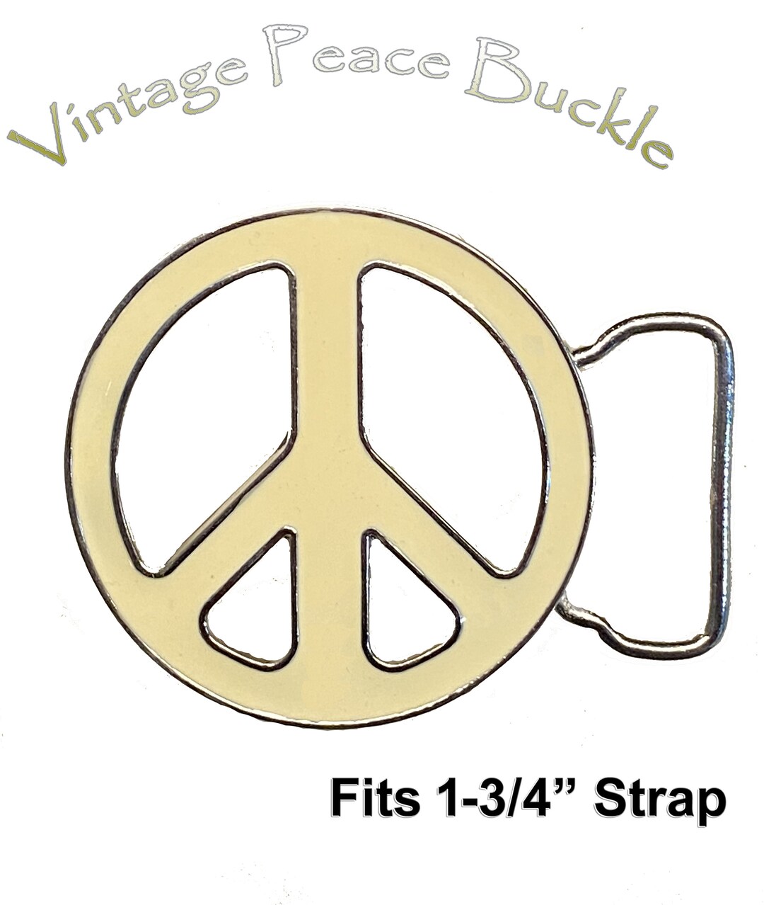 Vintage Style Heel Bar White Peace Sign Trophy Belt Buckle Fits 1-3/4 ...
