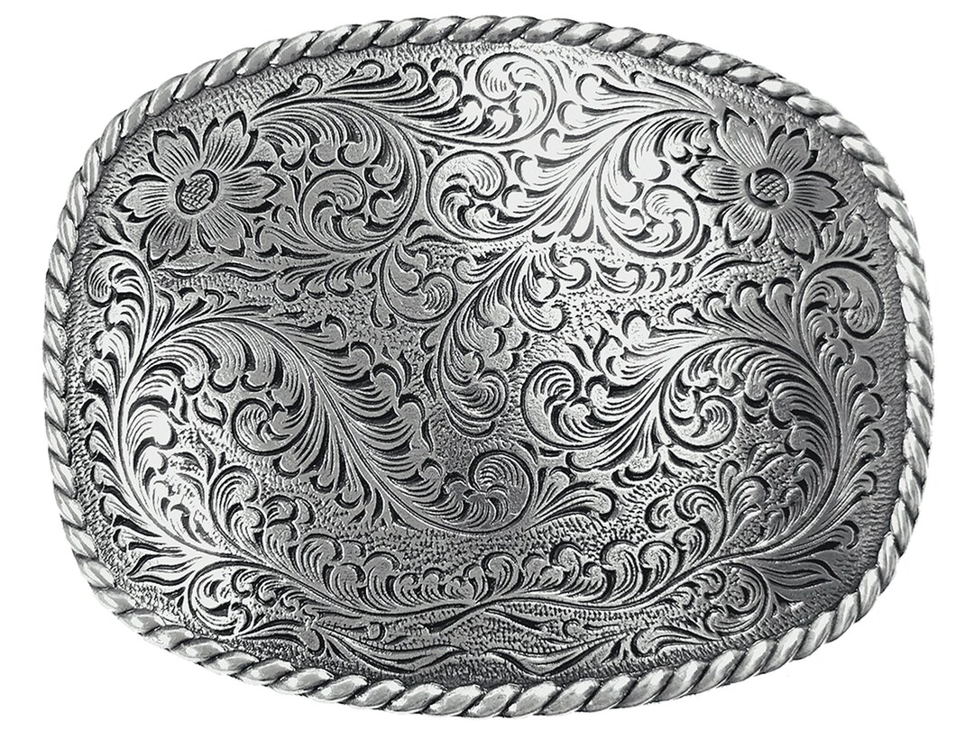 Engraved Antique Silver Trophy Buckle: Western Cowboy/cowgirl Belt, 1-1 ...