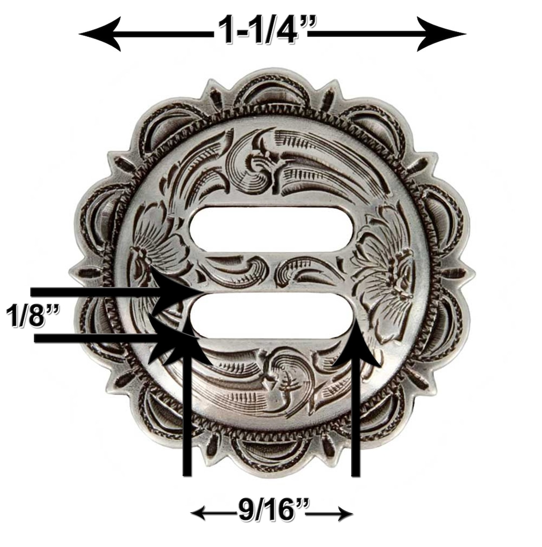 6 Antique Silver Western Conchos: Floral Scalloped Design, 1.25-1.5 ...