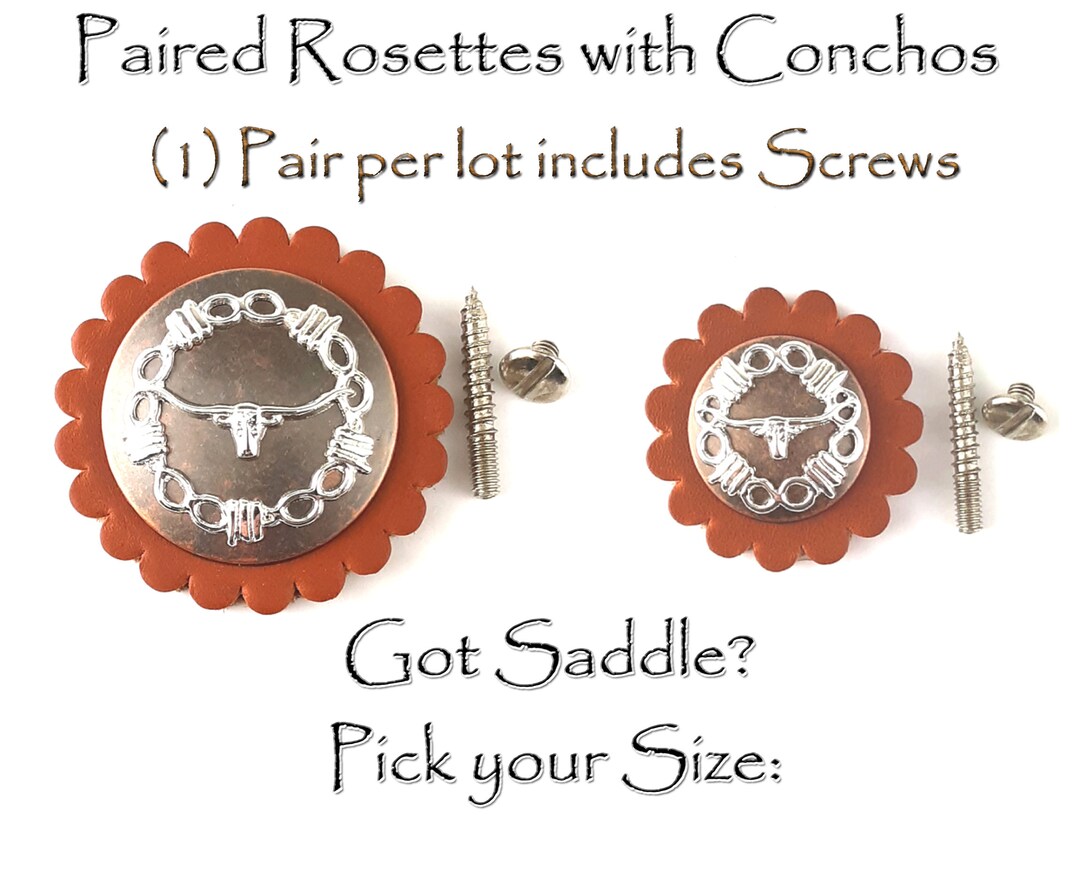 Handcrafted Rustic Leather Rosette Set - Western Charm in Two Sizes- 2 ...