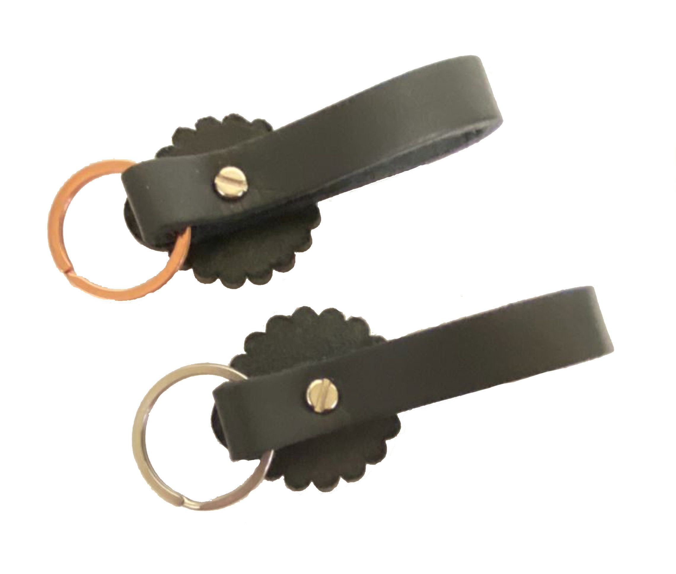 Leather Lanyard Key Ring With Leather Rosette Mounted Rose - Etsy