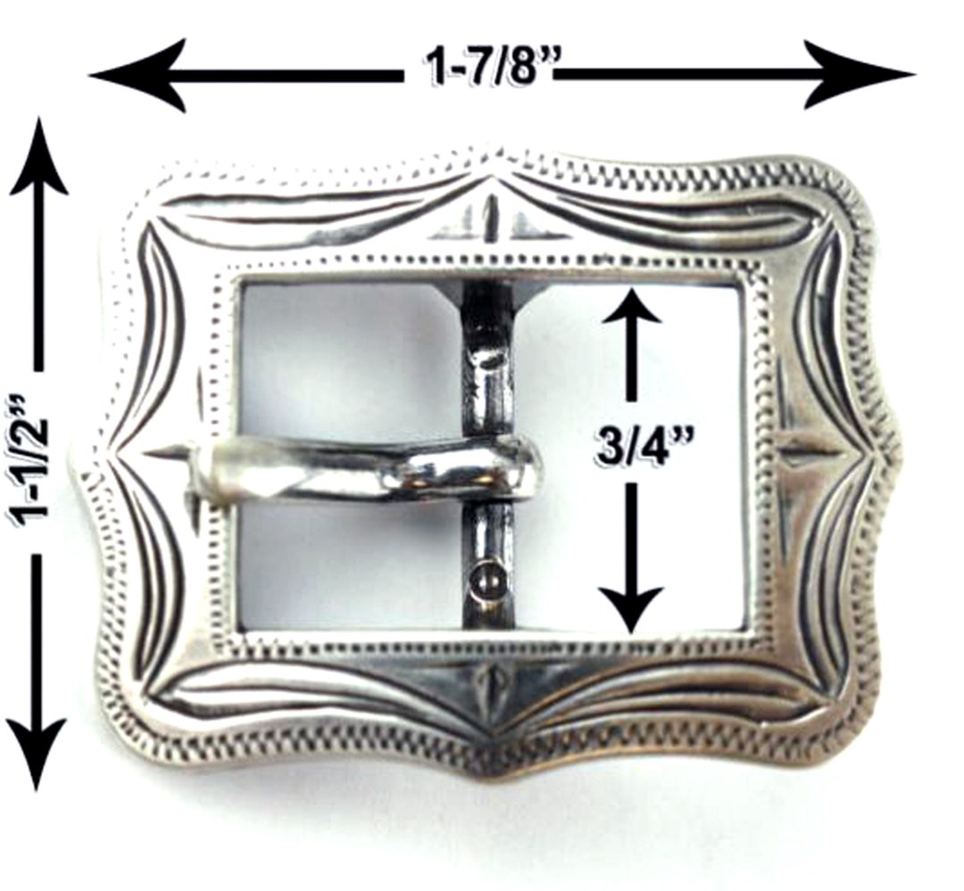 Western Engraved Center Bar Cart Bridle Buckle Antique Silver Finish ...