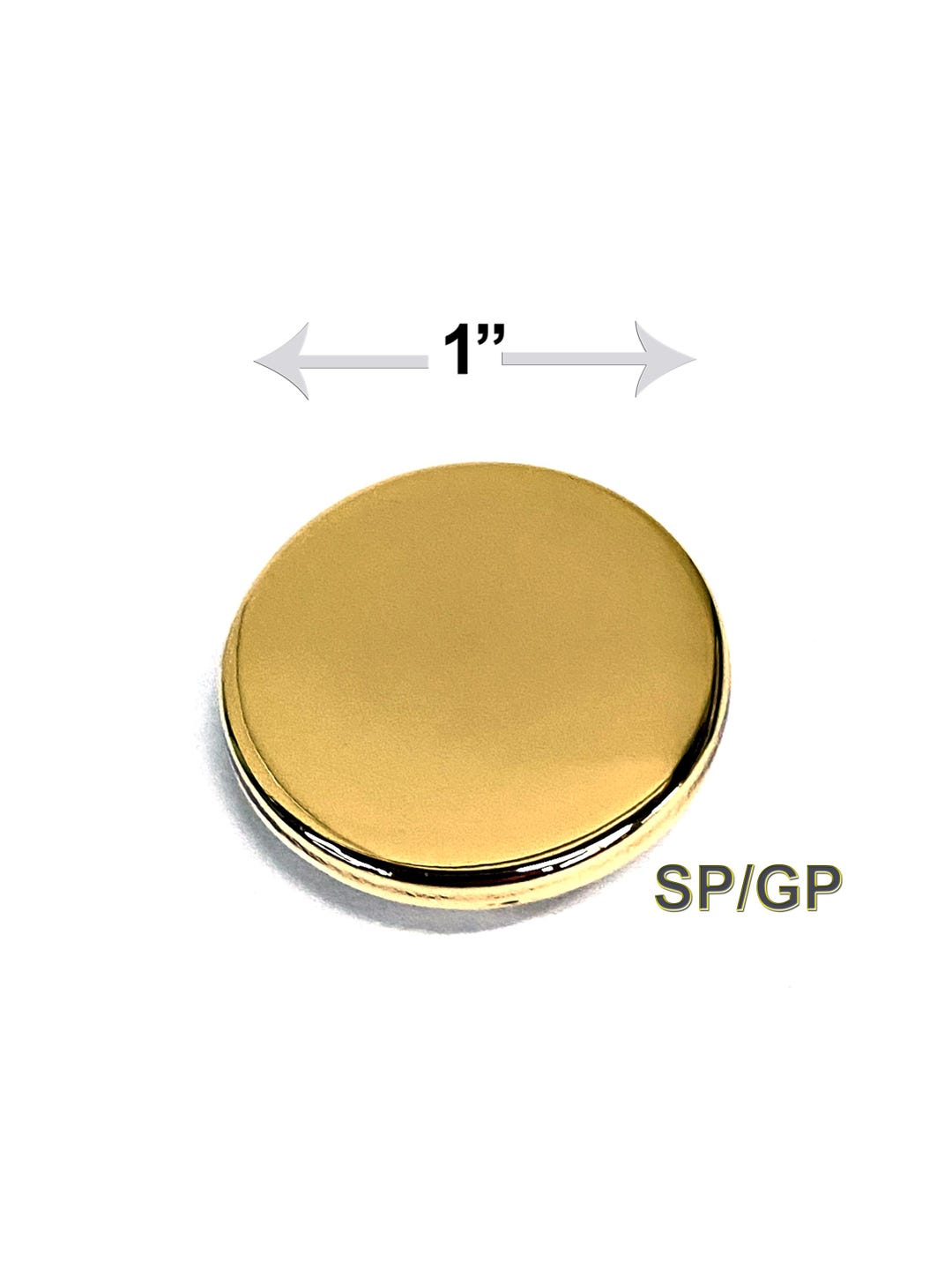 Lot of 6 Classic Round Flat Polished Conchos, 1-inch Gold Plated ...
