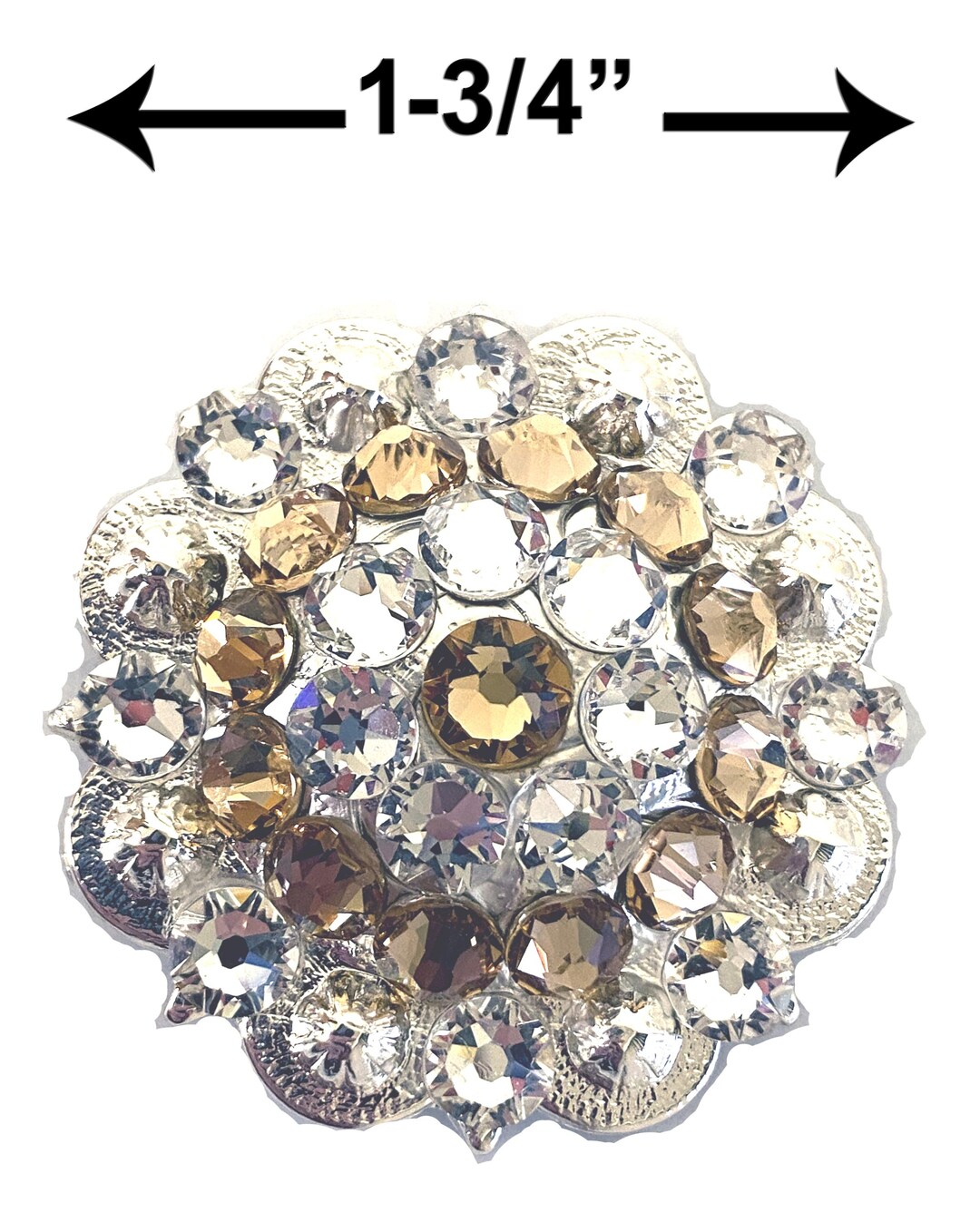 Western Shiny Silver Berry Concho With Light Colorado Topaz and Crystal ...