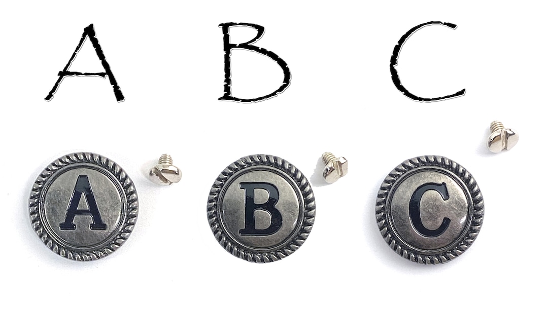 Alphabet Conchos Rounded Rope Edge 1-1/8" Wide Antique Nickle Finish 1 ...