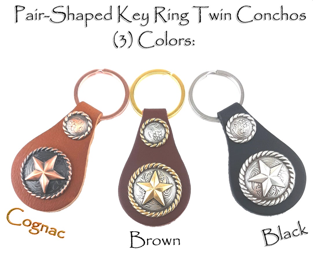 Handcrafted Leather Key Fob: Pair-shaped With 2 Screw-back Conchos ...