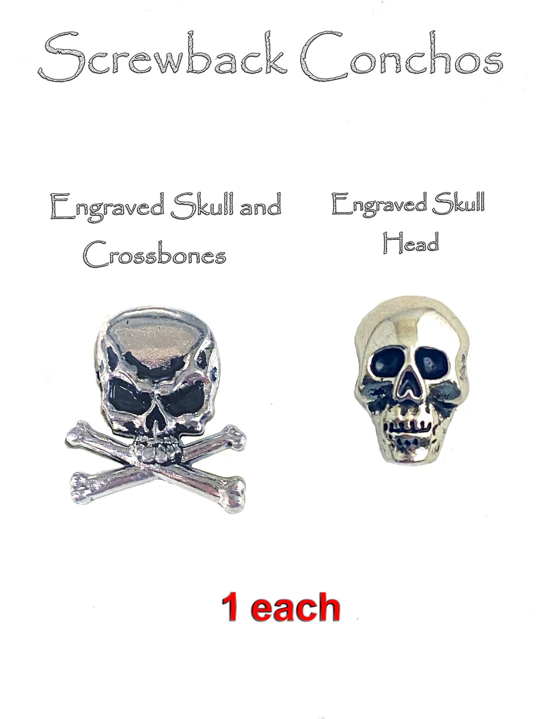 Classic Skeleton Vintage Conchos With Screw Back Attachments Polished ...