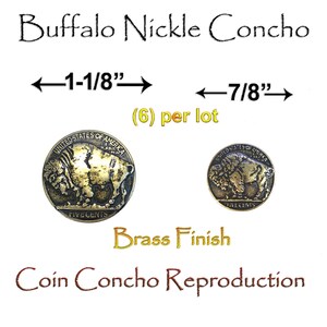 6 PCS 3D Western Buffalo Nickle Coin Reproduction Conchos Antique Brass ...