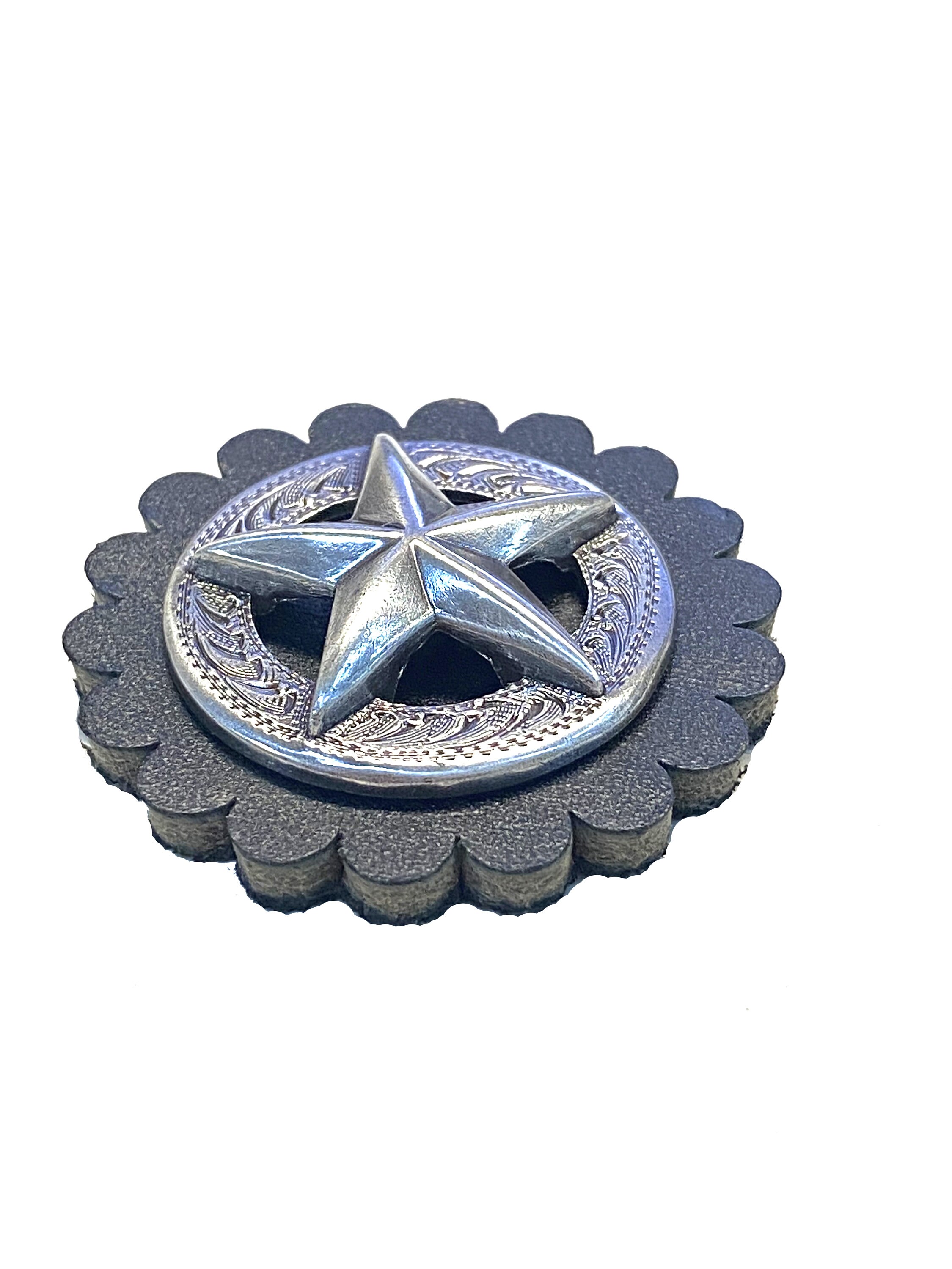 Black Leather Rosette Paired Western Silver Raised Star Concho NEW - Etsy