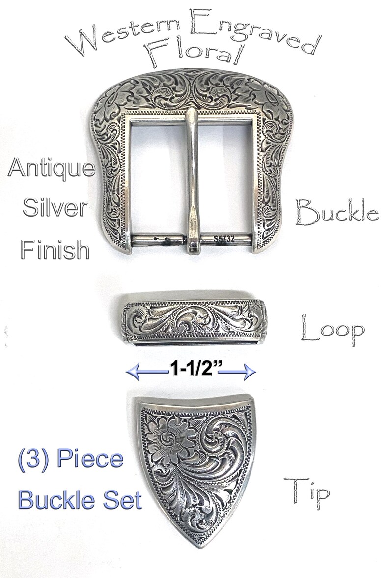 Vintage-inspired Flower Engraved Belt Buckle Set for 38mm Belt - Retro ...