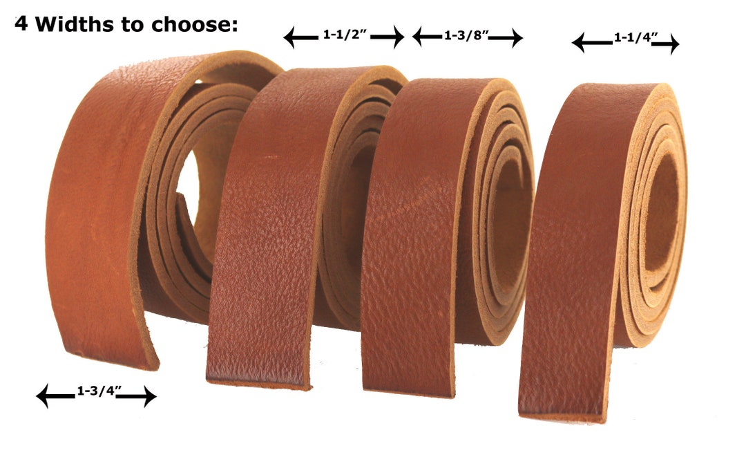 NATURAL BULLHIDE LEATHER Strips, 42" - 48" Long 4 Widths - Cognac - Etsy