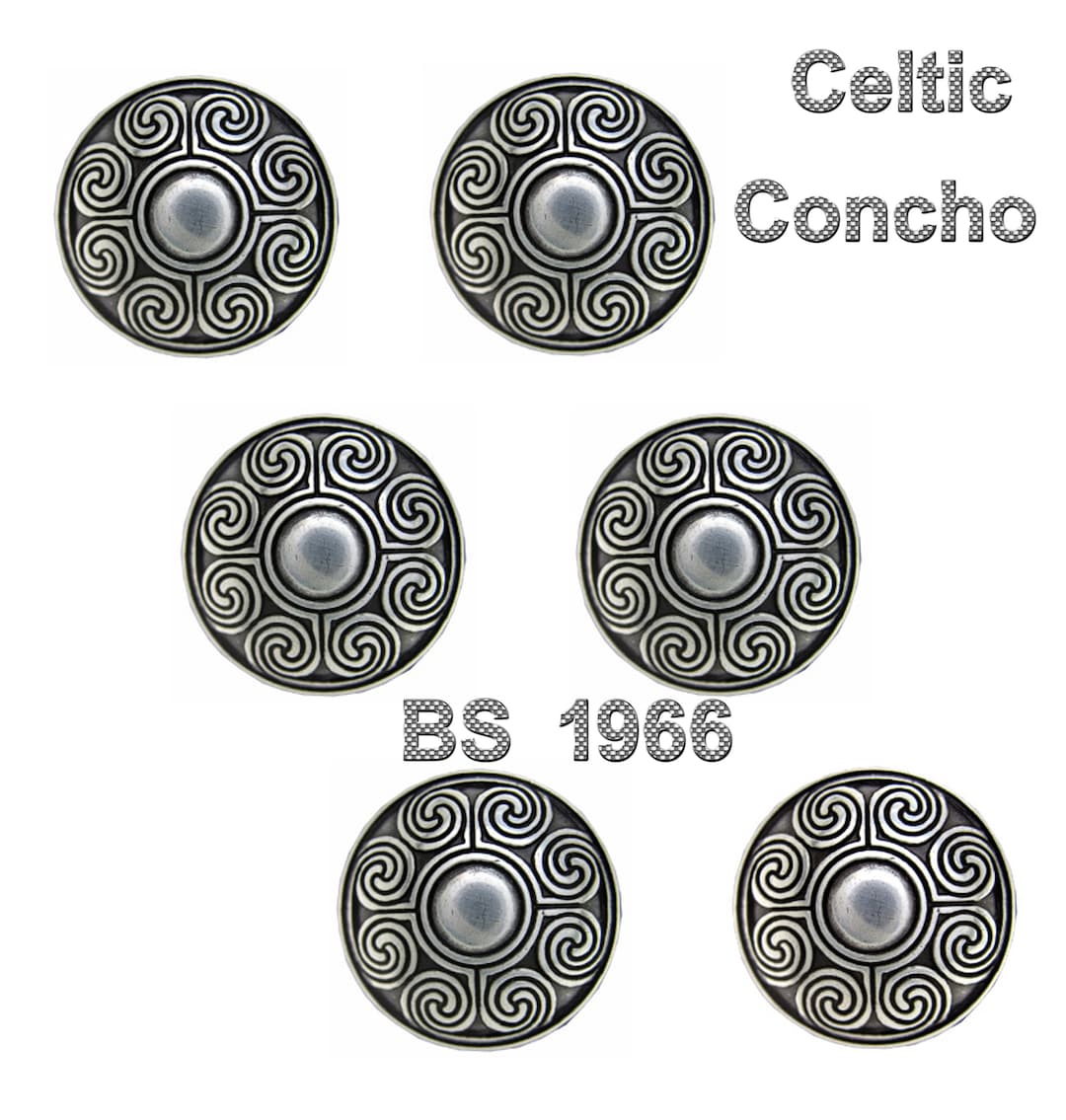 Celtic Conchos: Antique Silver Engraved Design, Western Craft (lot of 6 ...