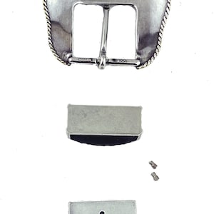 3-D Floral Engraved - 3 Piece Buckle Set: Antique Silver & Gold, Fits 1 ...