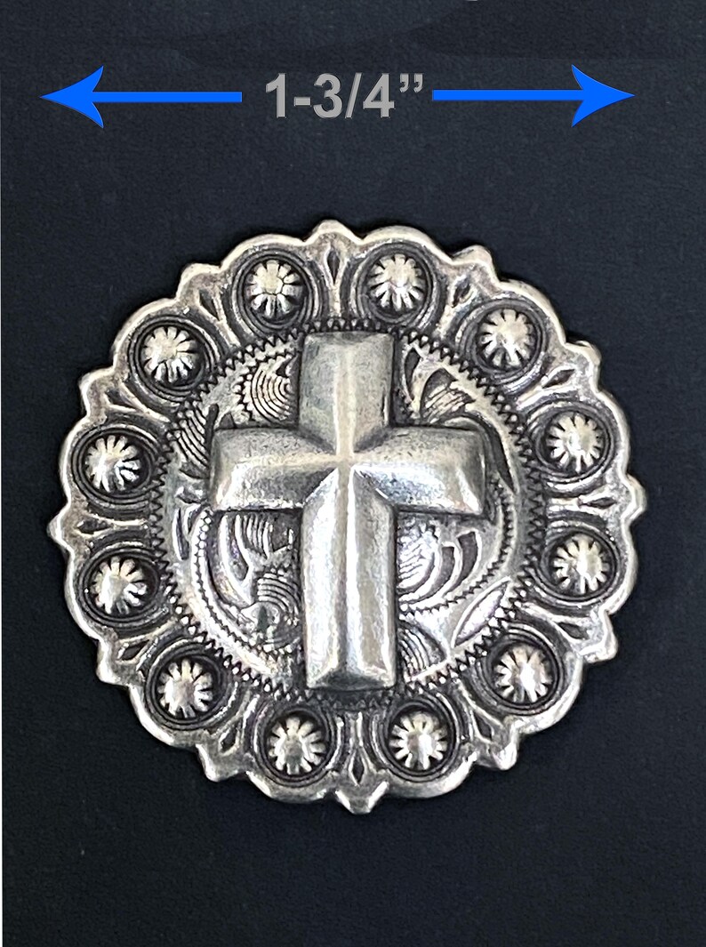 Engraved Christian Cross Pico Berry Screw-back Concho Series Antique ...