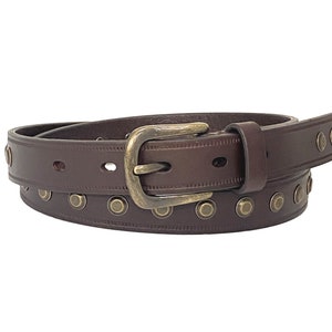 Womens 1 WIDE STUDDED Full Grain Leather Casual Vintage Style Belt 3 ...