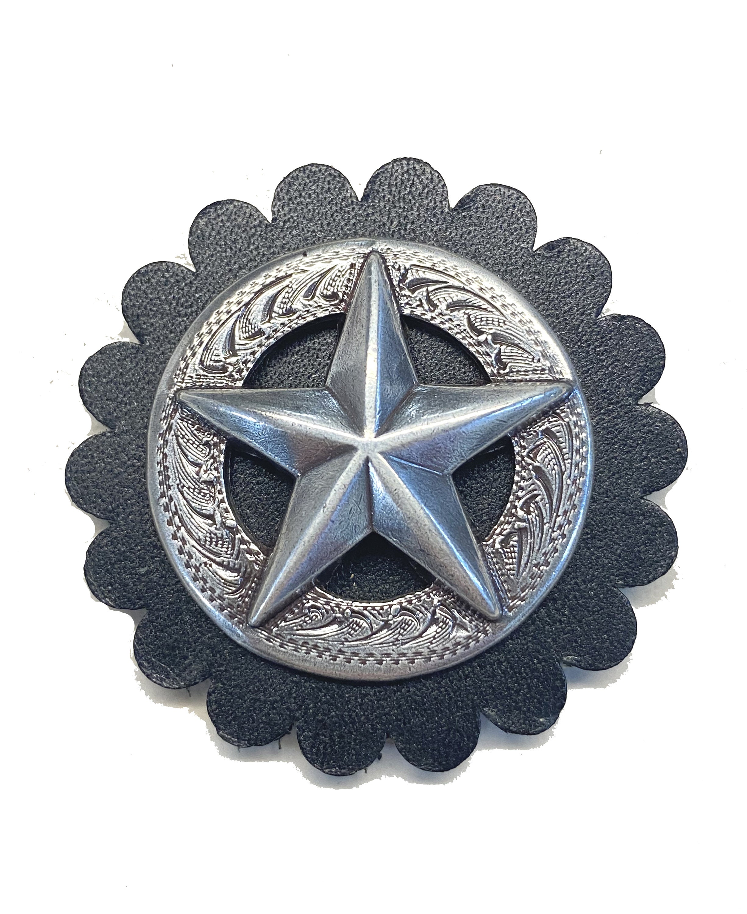 Black Leather Rosette Paired Western Silver Raised Star Concho NEW - Etsy