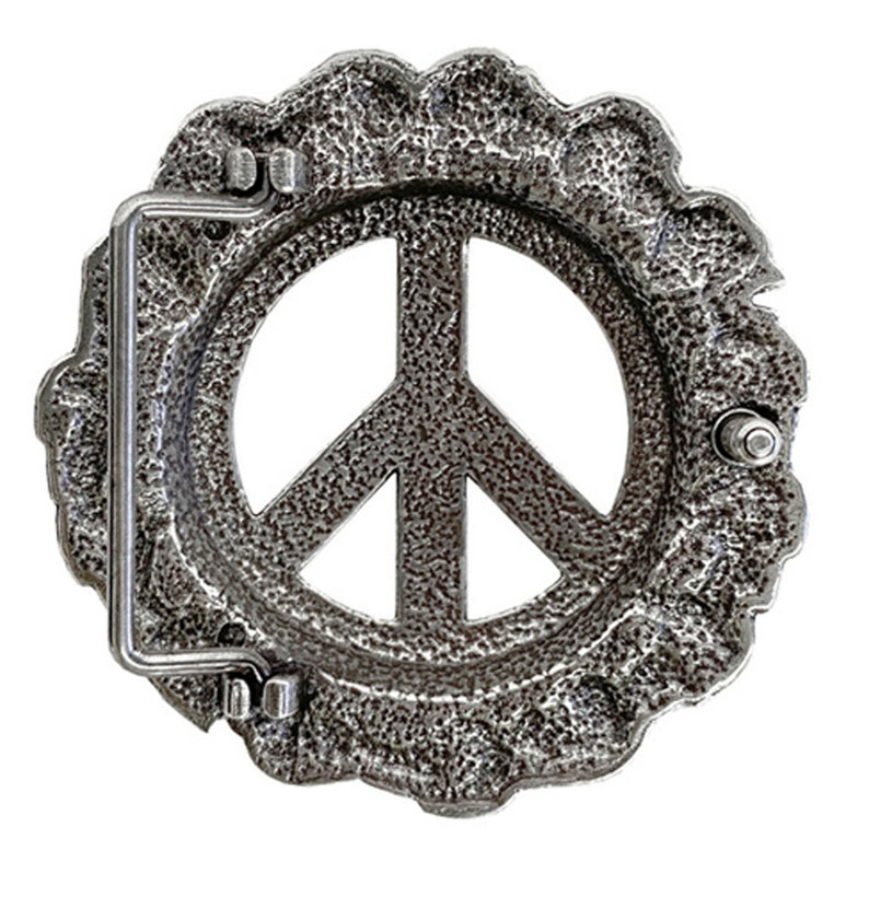 Peace Sign Skull Engraved Belt Buckle Unique Buckle Antique | Etsy