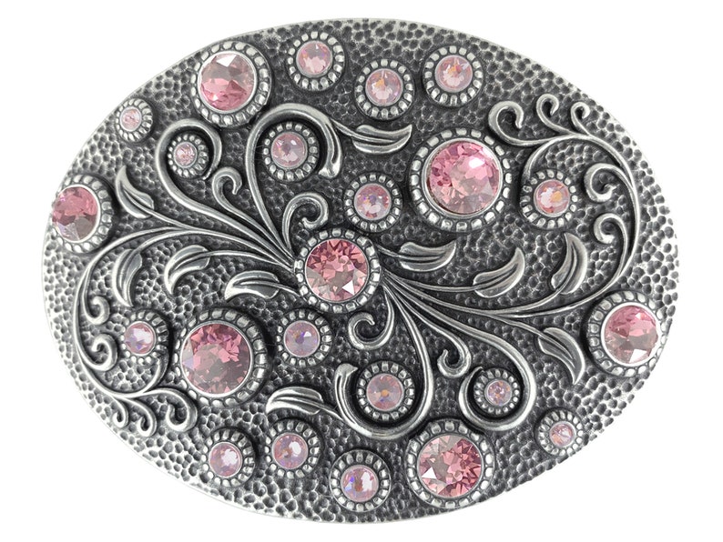 Rhinestone Crystal Belt Buckle: Antique Brass Floral Engraved Buckle ...