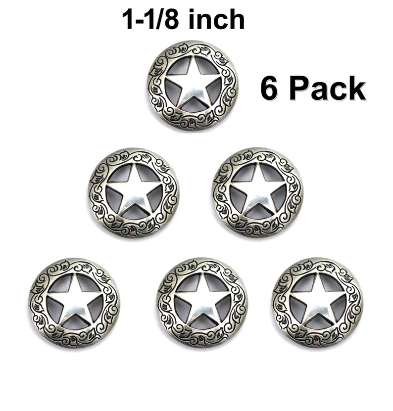 Conchos Lot of 6 Pcs Engraved Ranger Star Western Leather - Etsy