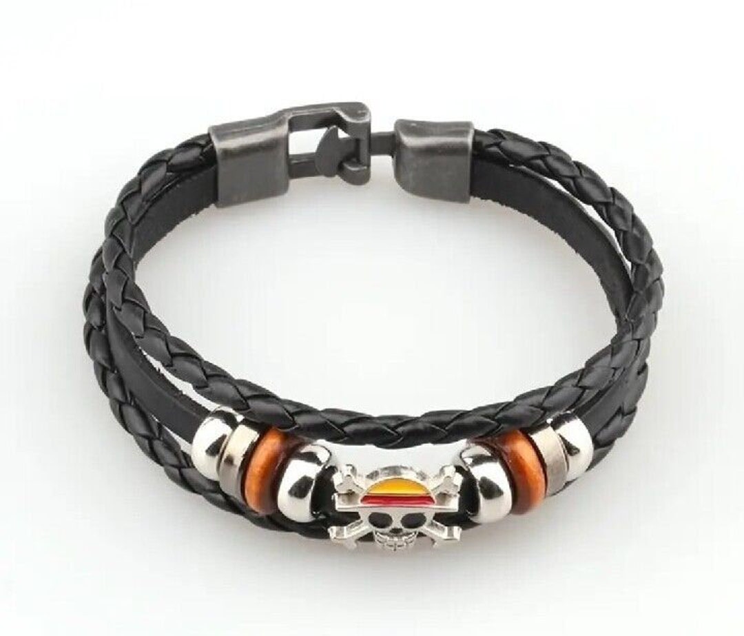 One Piece Luffy Anime Themed Leather & Stainless-steel Bracelet - Etsy