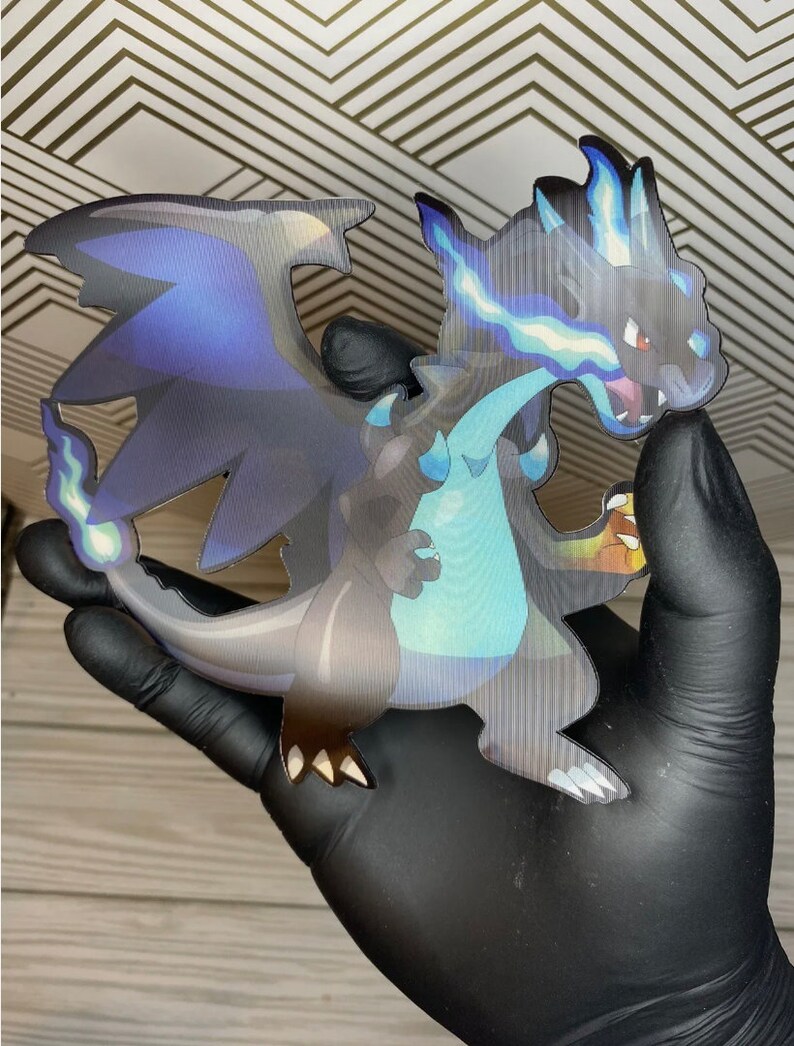 Pokemon Charizard Shiny Charizard 3D Lenticular Motion Sticker Car ...