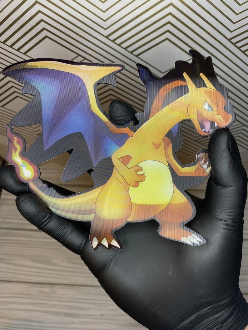 Pokemon Charizard Shiny Charizard 3D Lenticular Motion Sticker Car ...