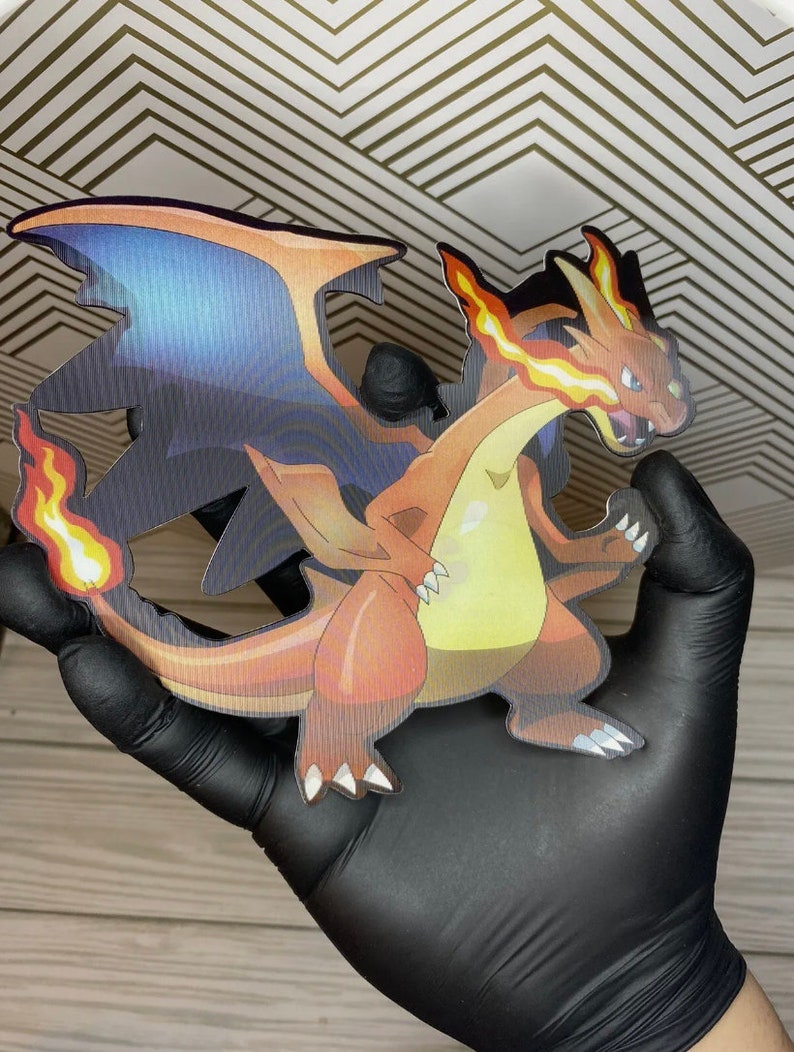 Pokemon Charizard Shiny Charizard 3D Lenticular Motion Sticker Car ...