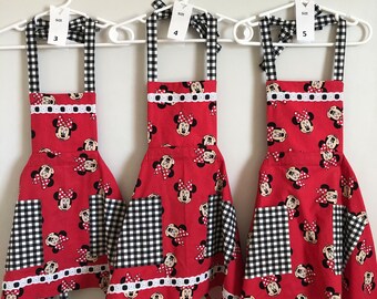 Girls Disney Minnie and Mickey Mouse Apron - Etsy