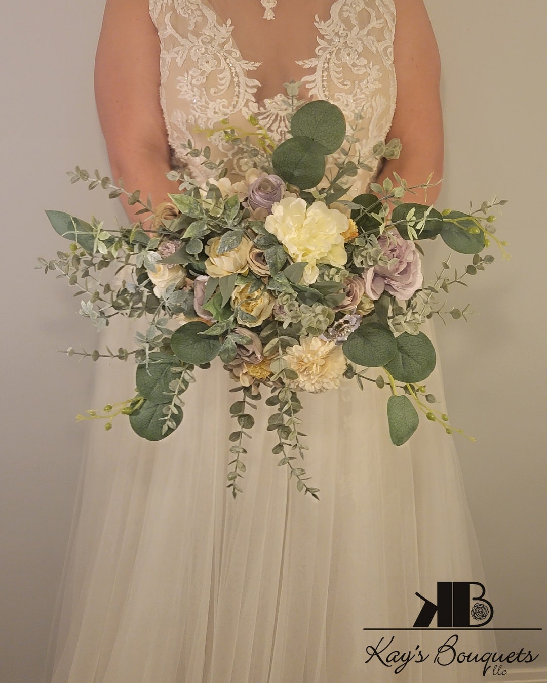 Dusty Lavender Oval Bridal Bouquet Oblong Crescent Shape - Etsy