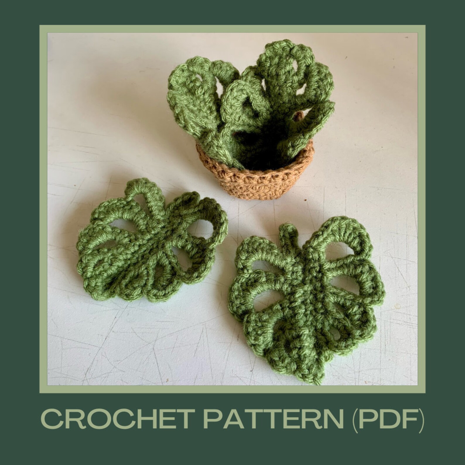 PDF DOWNLOAD Crochet Monstera Leaf Coasters With Planter Pot Pattern ...