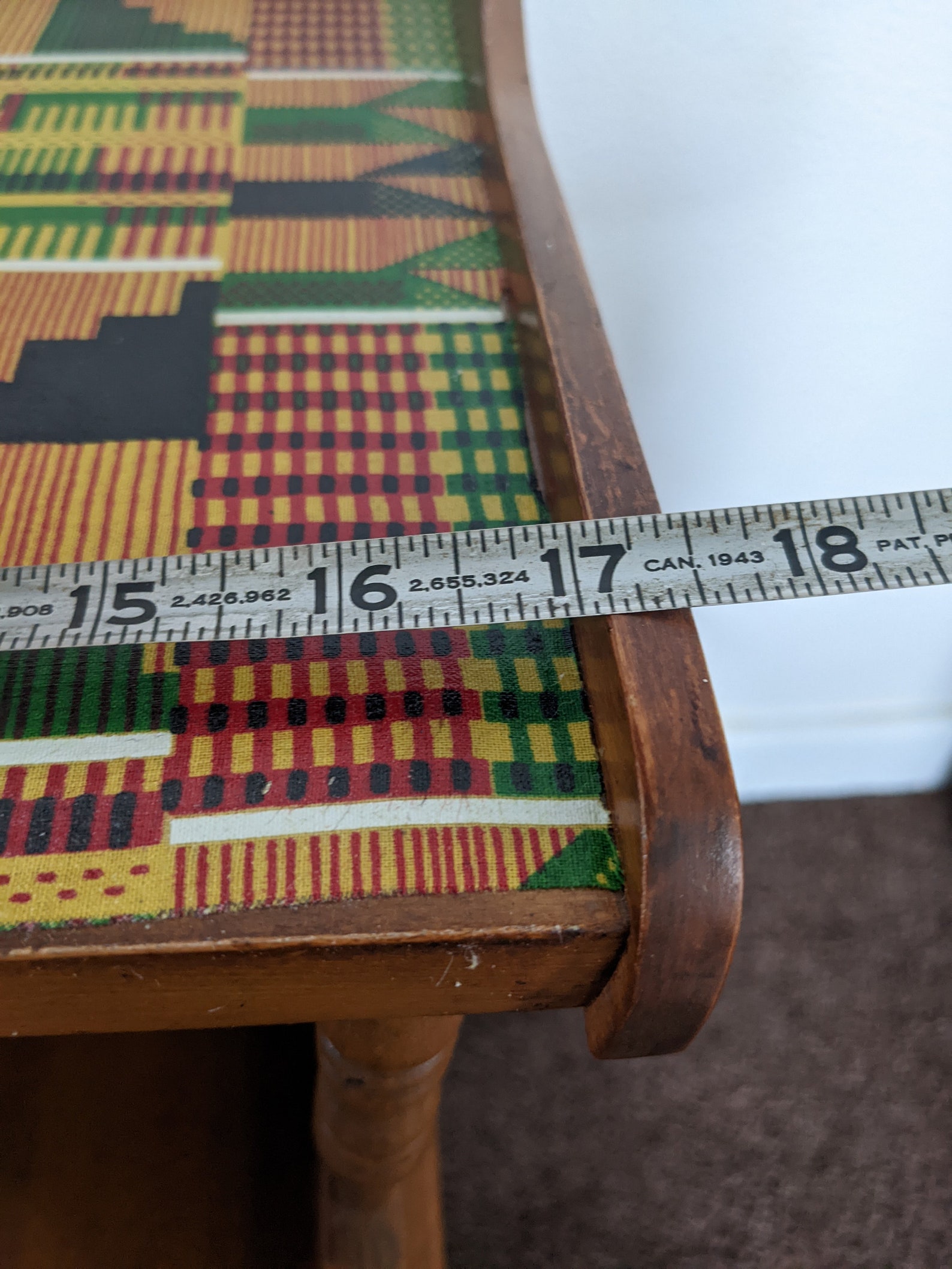 Vintage Step up End Table With African Kente Print, Accent Table ...