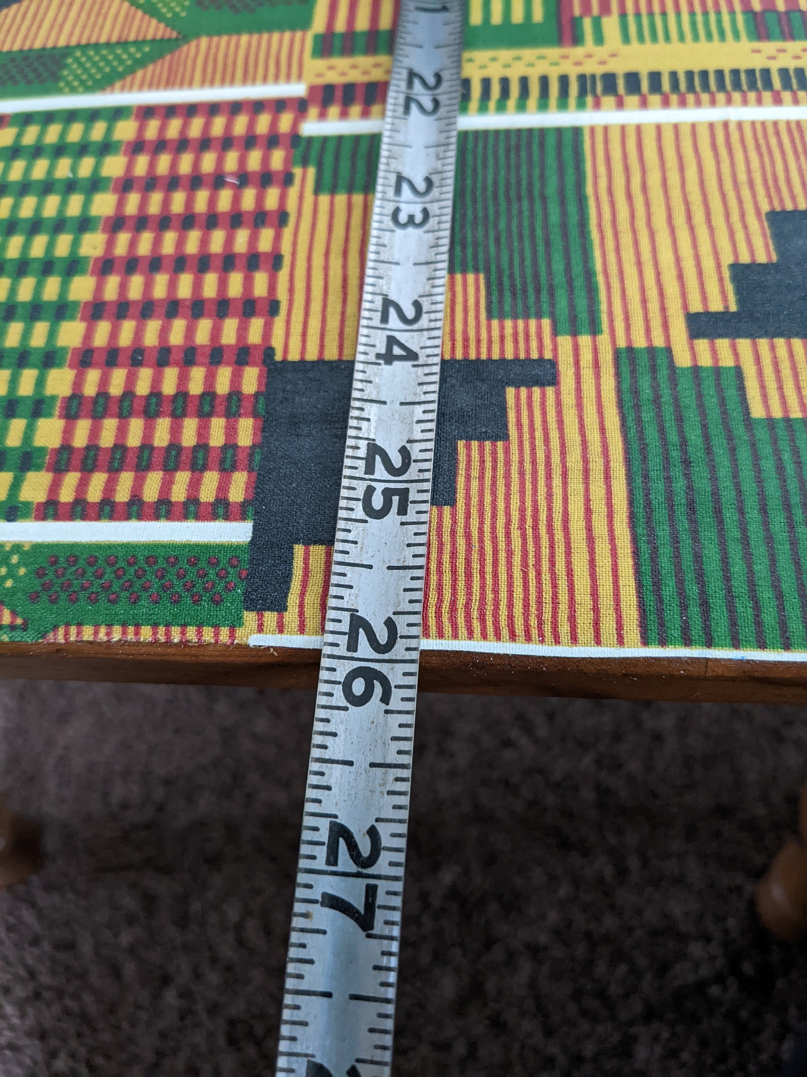 Vintage Step up End Table With African Kente Print, Accent Table ...